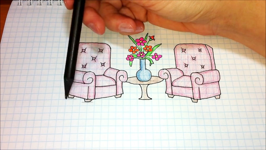 Easy drawings #230 How to draw a furniture / chair table