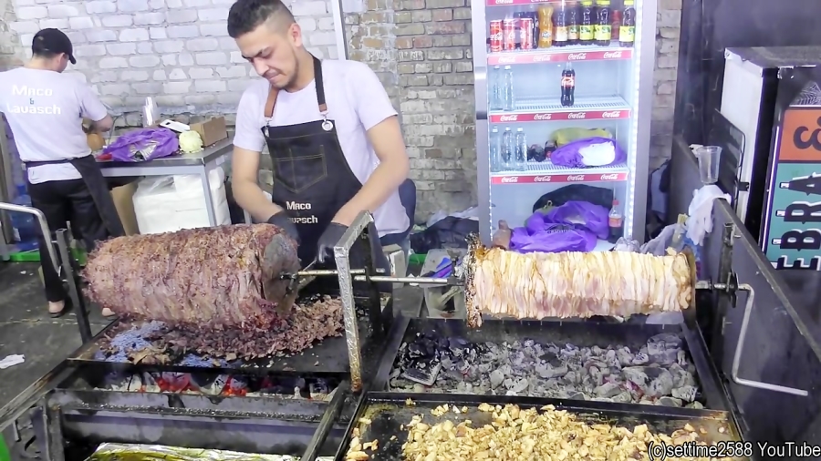 Huge Horizontal Kebab and Massive Wraps. Kiev Street Food, Ukraine