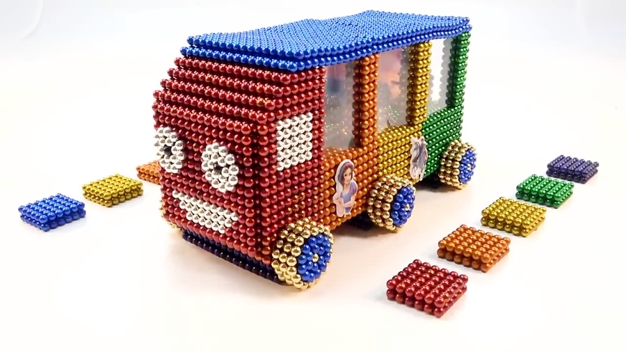 DIY How To Make Rainbow Bus From Magnetic Balls | Wheel On The Bus Song