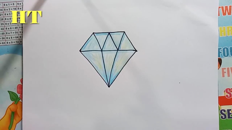 HOW TO DRAW A DIAMOND STEP BY STEP : EASY DRAWING TUTORIAL