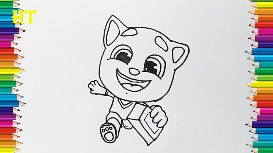 Talking tom gold run drawing | Cartoon Drawing and Coloring Pages for Kids