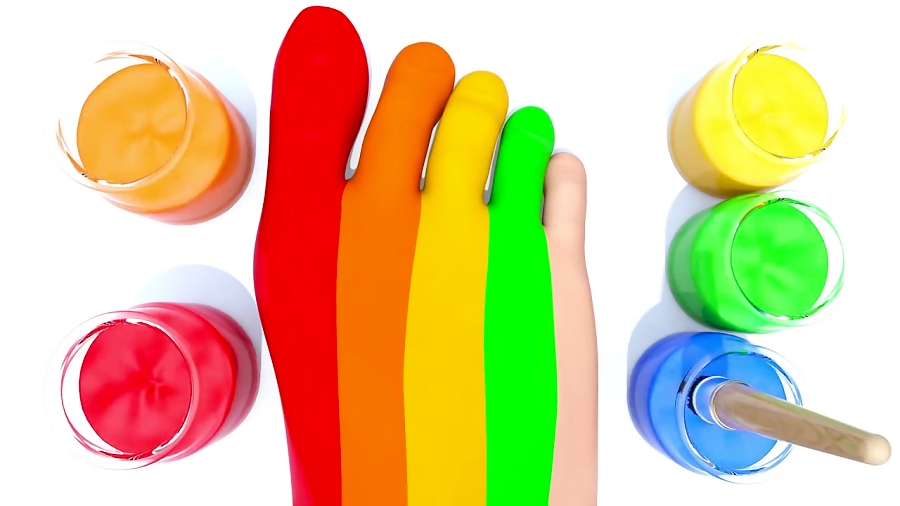 Learn Colors Baby Monkey Animal Foot Painting Finger