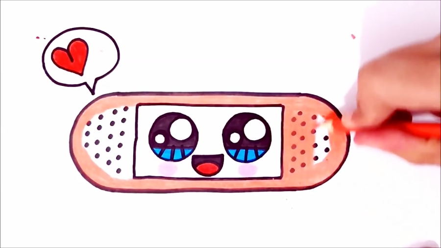 HOW TO DRAW A CUTE BAND AID STEP BY STEP