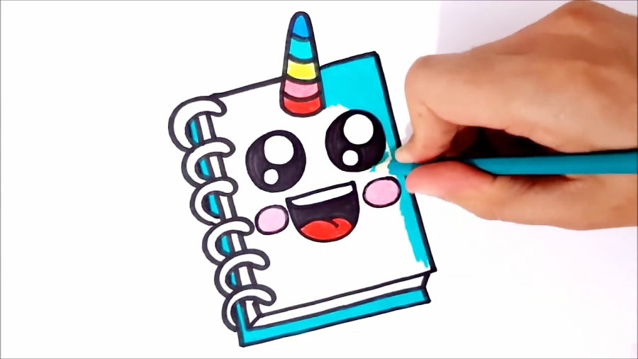 DRAWING AND COLORING A CUTE NOTEBOOK STEP BY STEP