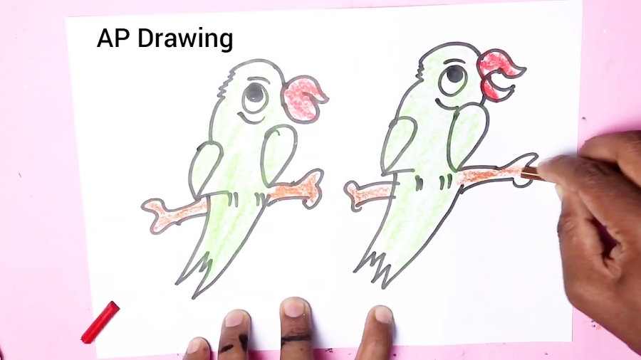 How draw love Parrot from 2222 Number step by step art on paper