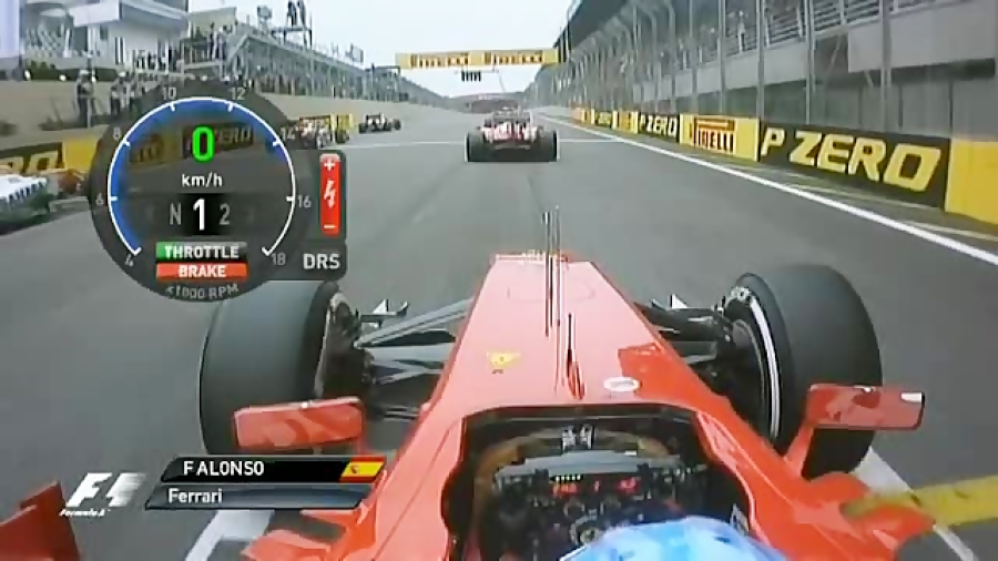 Alonso Start Brazil - Full Onboard (Natural Sounds) Double overtake