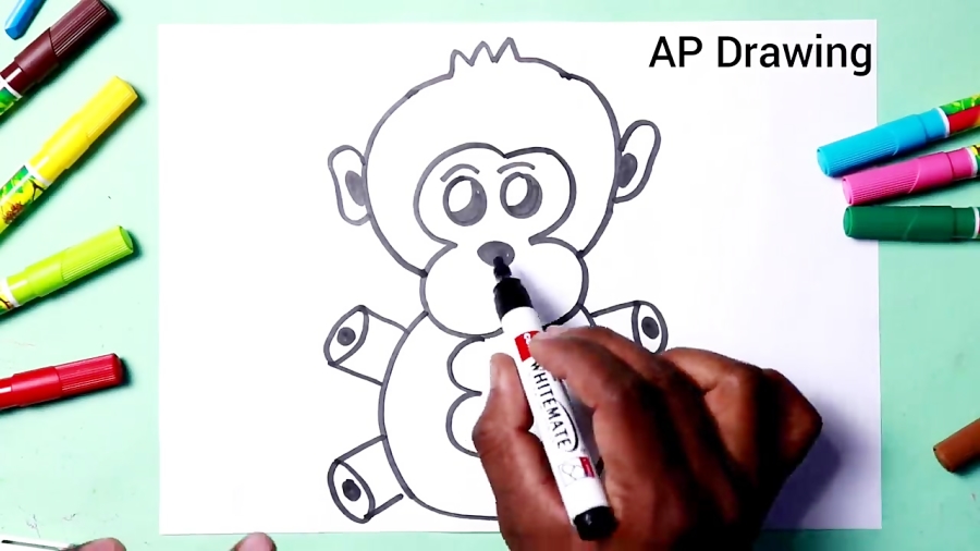 how to draw Monkey from 3 number step by step learning drawing