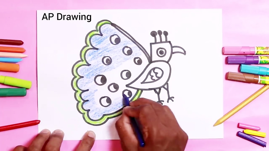 how to cute Peacock step by step from 533 number - Easy Drawing