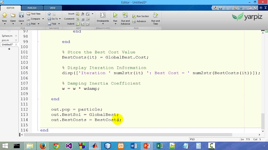 Particle Swarm Optimization in MATLAB - Yarpiz Video Tutorial - Part 3/3