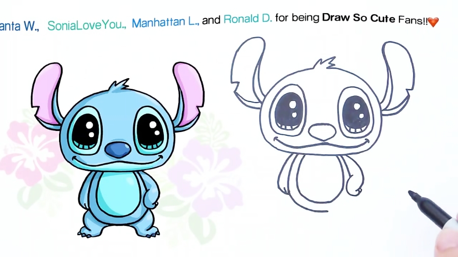 How to Draw Disney Stitch Cute and Easy Step by step