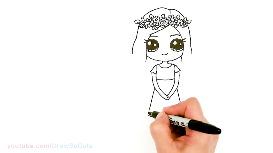 How to Draw a Flower Cute Girl | Snapchat Flower Crown Filter
