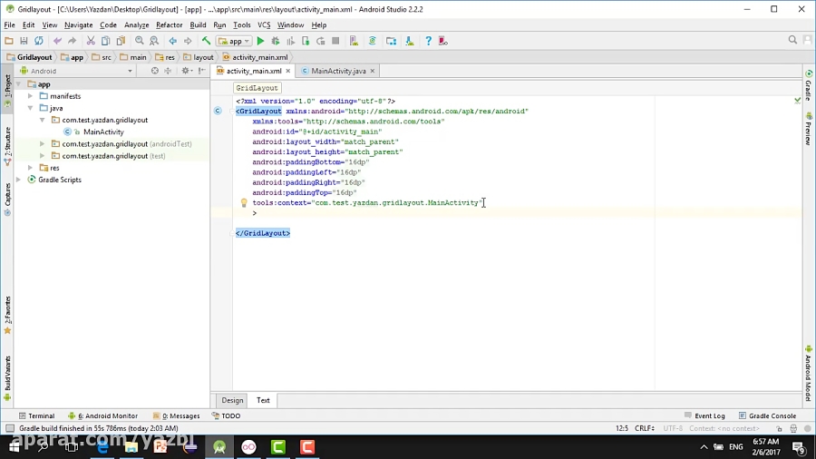 آموزش برنامه نویسی اندروید- فصل2 جلسه34- Grid Layout