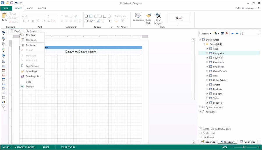 WPF Reporting Tool: Interactive Report with Using Page in Stimulsoft]