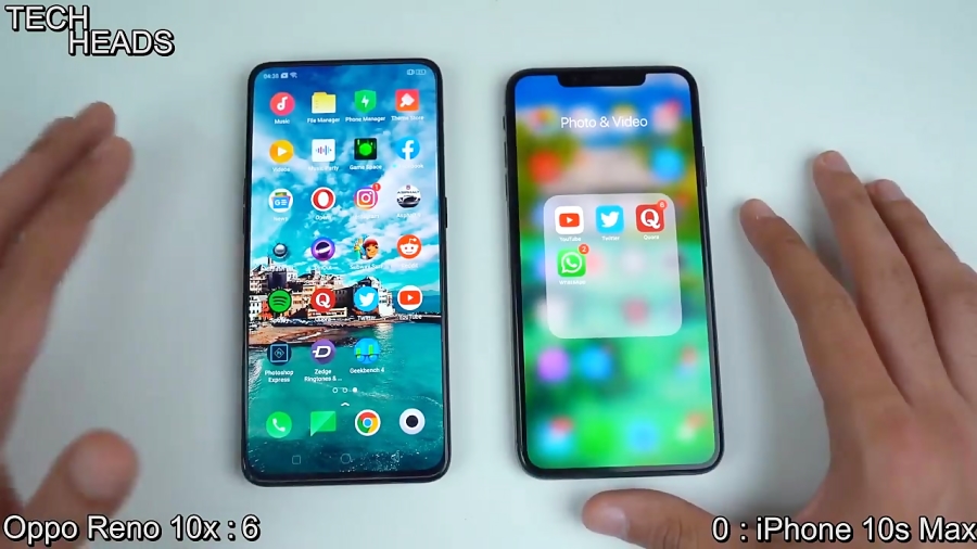 تست سرعت iPhone Xs Max و Oppo Reno 10x
