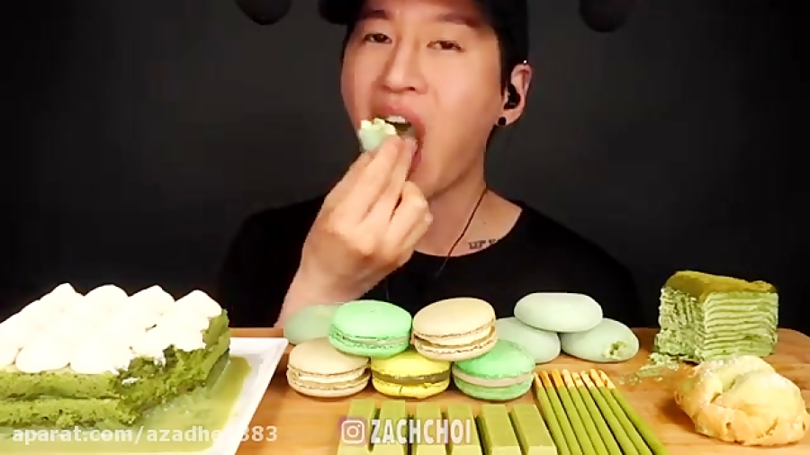 چالش خوردن (FOODs GREEN TEA) توسط (ZACHOI ASMR) دنبال=دنبال