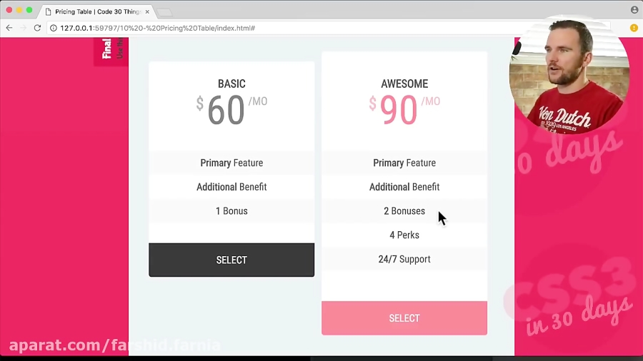 10-Pricing Table CSS Tutorial (Day 10 of CSS3 in 30 Days)