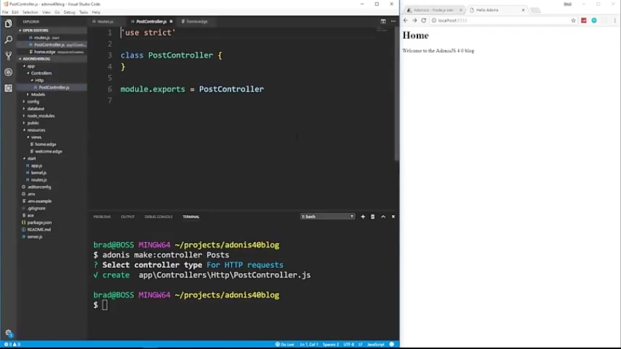 Getting Started With AdonisJS 4.0 [2] - Controller, Layouts Routing
