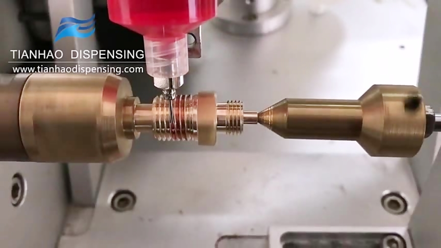 Thread Coating Machine With Syringe Dispensing For Anaerobic Thread Sealant