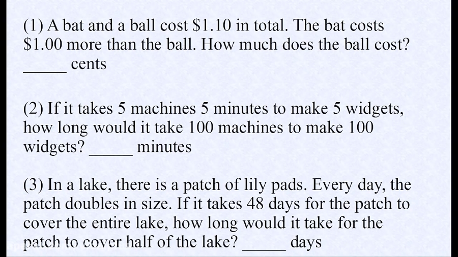 HIGH IQ TEST: 83% Miss At Least 1 Question. Cognitive Reflection Test