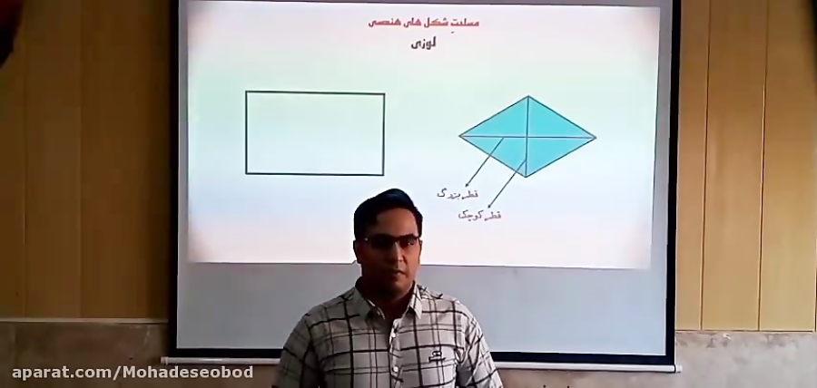 ریاضی پنجم آشنایی با لوزی و نحوه ی به دست آوردن مساحت آن استاد مسعود