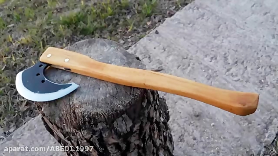 اموزش ساخت تبر و دسته فوق بزرگ و طراحی رنگ چوب فوق حرفه ایی