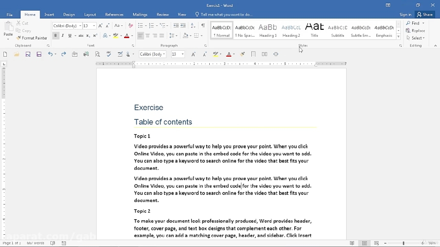 آموزش حرفه ای ورد - بخش Reference Ribbon - قسمت 1. Table of Contents