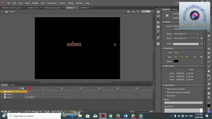 آموزش کد نویسی های مقدماتی adobe flash pro