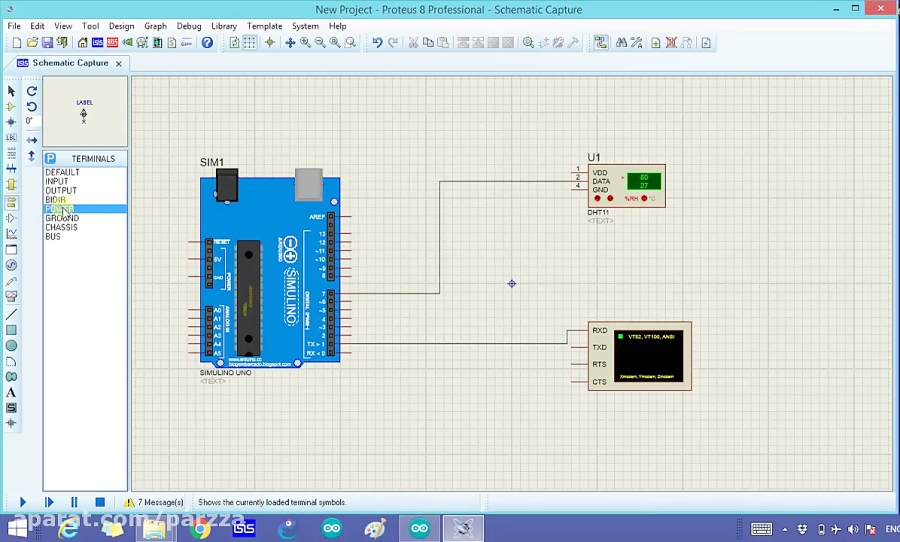 dht11 simulation with arduino in proteus 8