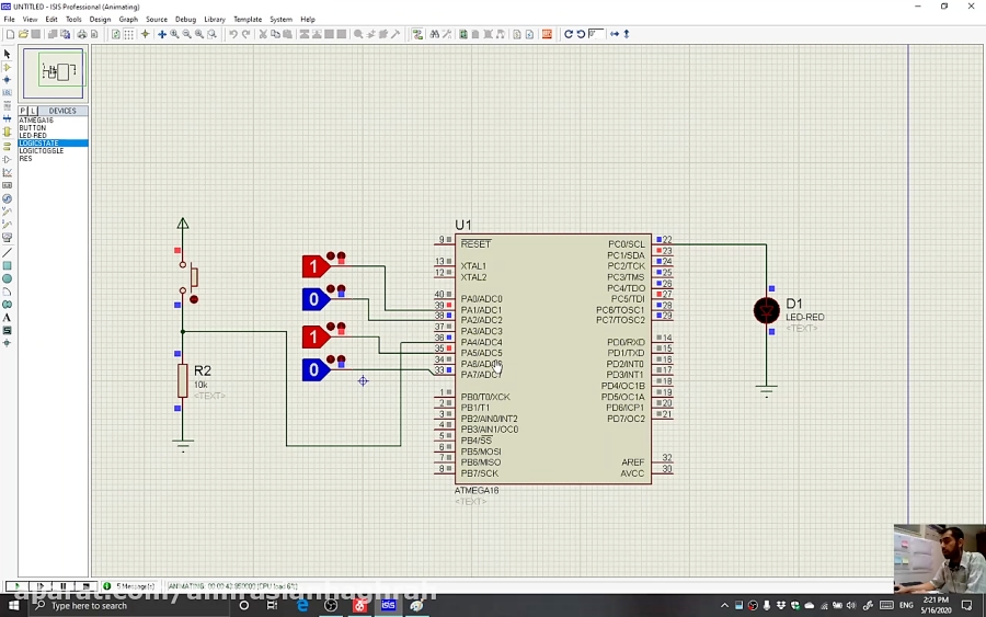 ورودی در میکروکنترلر های ATMEGA16A - مثال