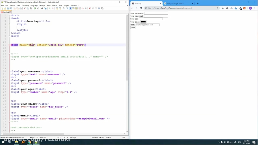 آموزش html - جلسه ده :‌ تگ فرم و input - قسمت دو