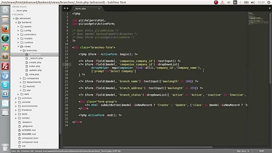 Yii2 Lesson - 10 DropDownList populated with Database R