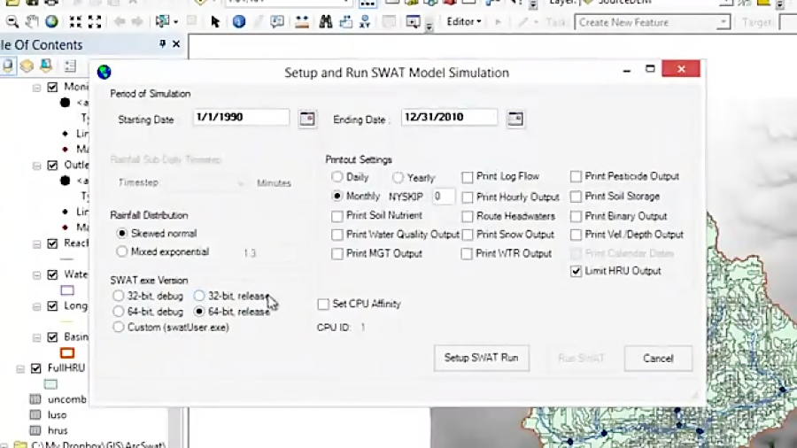 ArcSwat Tutorial 5 - Run the Model