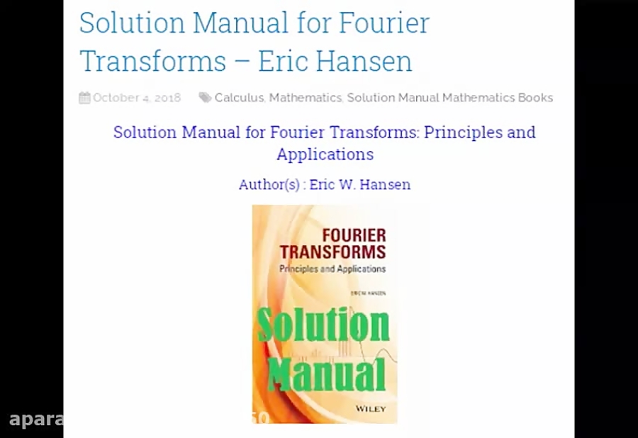 Solution Manual for Fourier Transforms – Eric Hansen