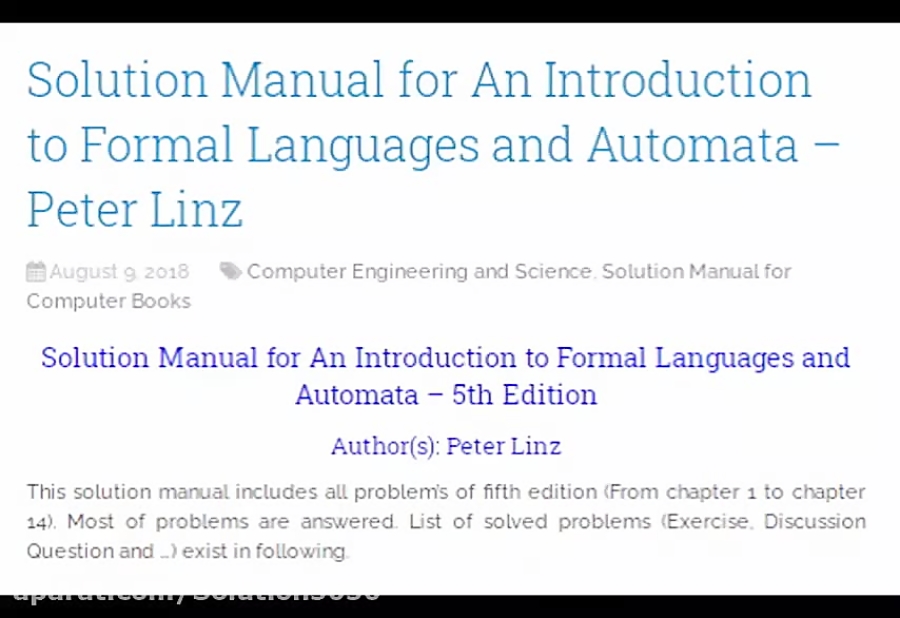 Solution Manual for An Introduction to Formal Languages and Automata ...