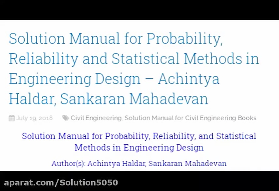 Solution Manual for Probability,Reliability and Statistical Methods