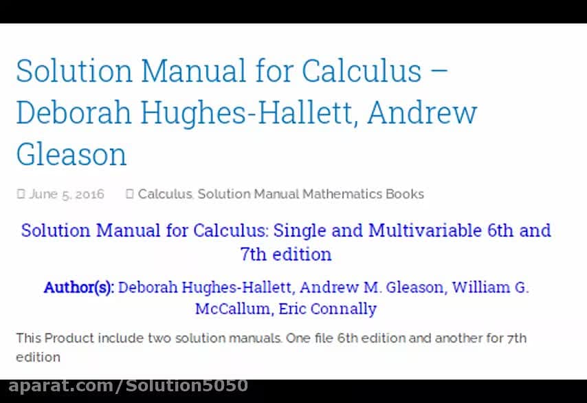 Solution Manual for Calculus_ Deborah Hughes-Hallett, Andrew Gleason