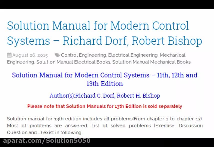 Solution Manual for Modern Control Systems_Richard Dorf, Robert Bishop