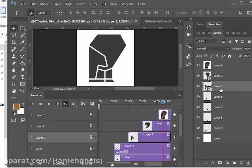 اجرای لوگو متحرک ( آرم استیشن ) در فتوشاپ مرحله دوم