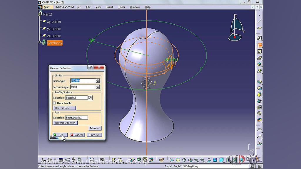 آموزش Catia - دستورات shaft و groove
