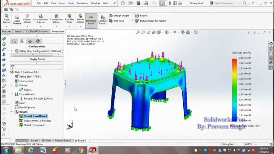 Solidworks_Static_Simulation_Tutorial_Analysing_Impact_of_Adding