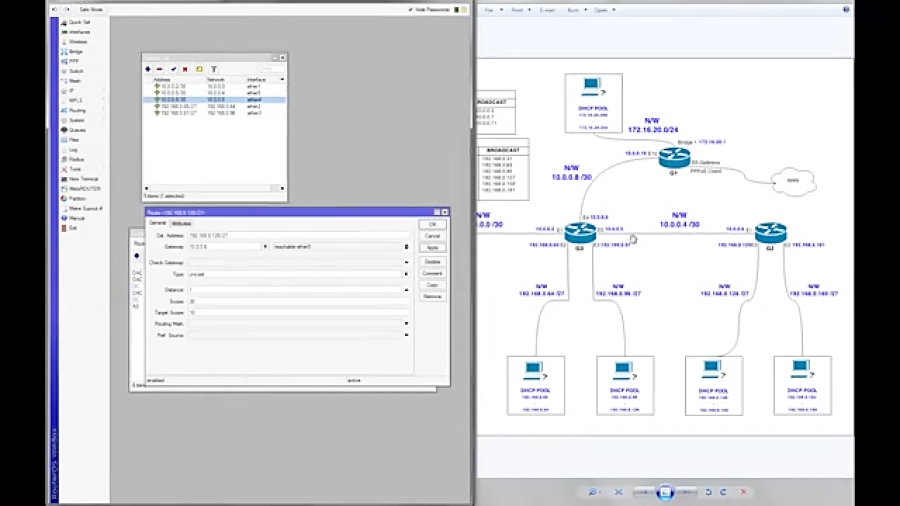 Mikrotik Static, RIP V2, and OSPF Routing Configuration