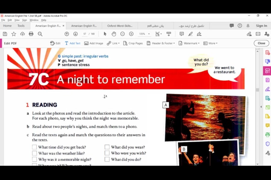 آموزش کتاب American English File 1 قسمت 7C و practical English قسمت 4