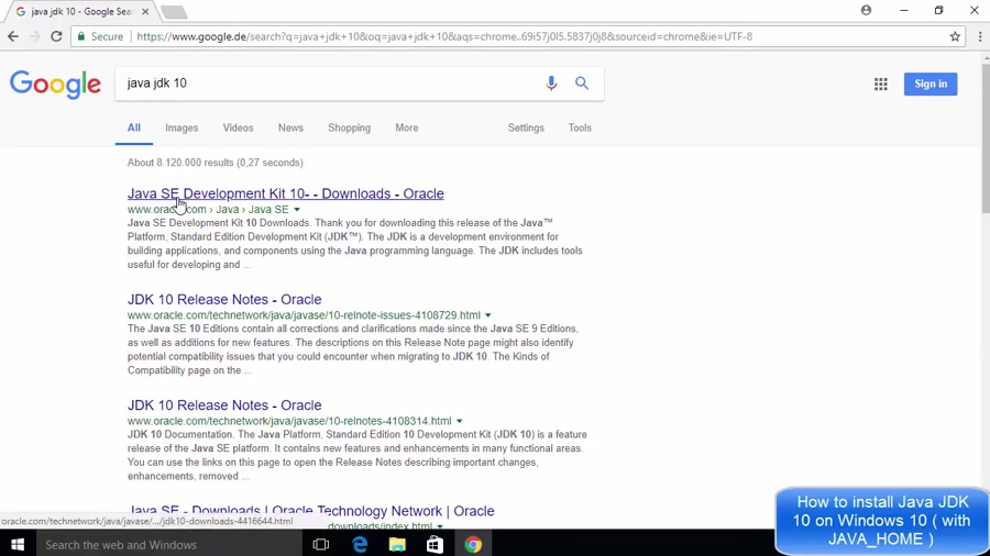 How to install Java JDK 10 on Windows 10 ( with JAVA_HOME )