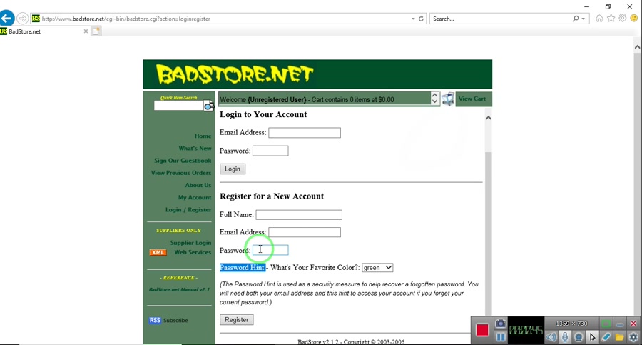 Badstore.net, 1.3 Weak Password Recovery Validation
