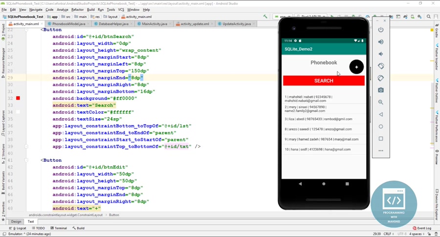 درس 38 اندروید، using SQLite part 5