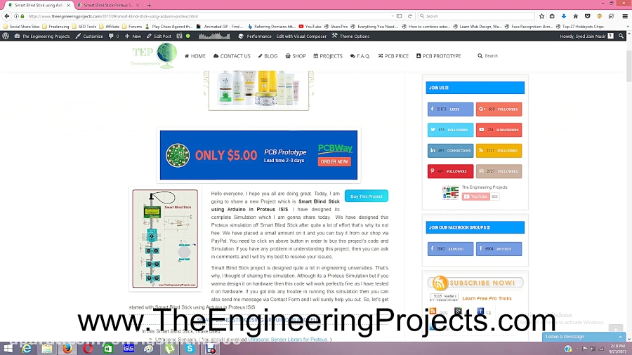 Smart Blind Stick using Arduino in Proteus