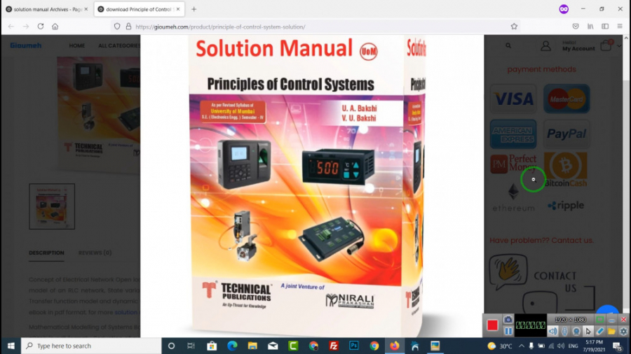 Solution Manual of Principle of Control System 1st edition by Uday A Bakshi
