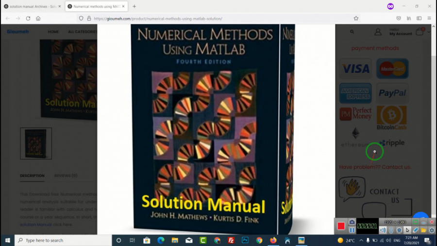 Solution Manual of Numerical methods using MATLAB by John. H. Mathews