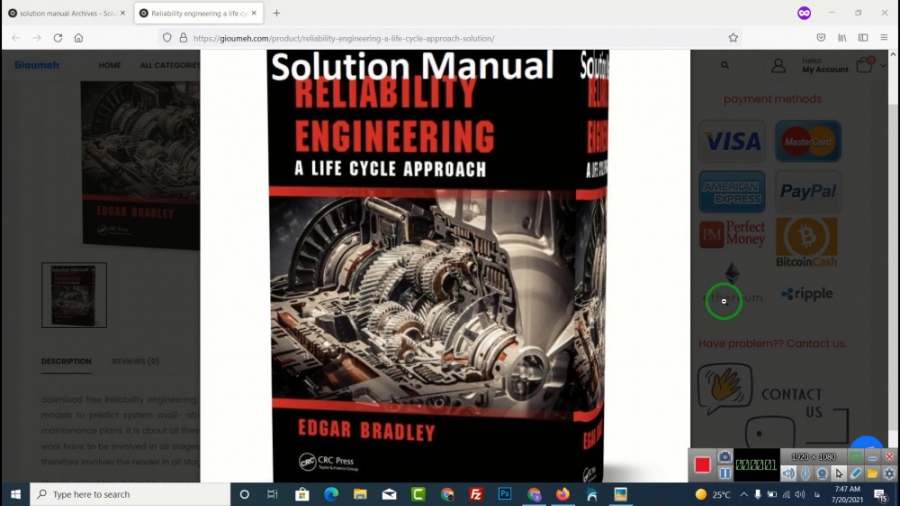 Solution Manual of Reliability engineering a life cycle approach Bradley pdf