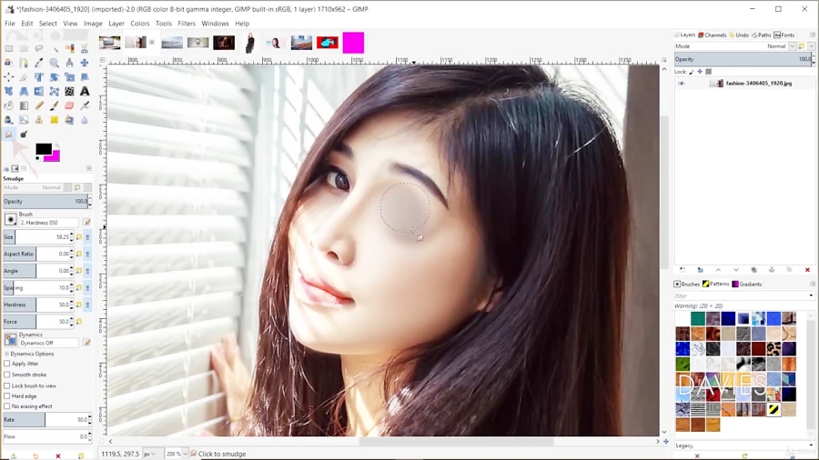 GIMP - Paint Tools - Smudge Tool and DodgeBurn Tool